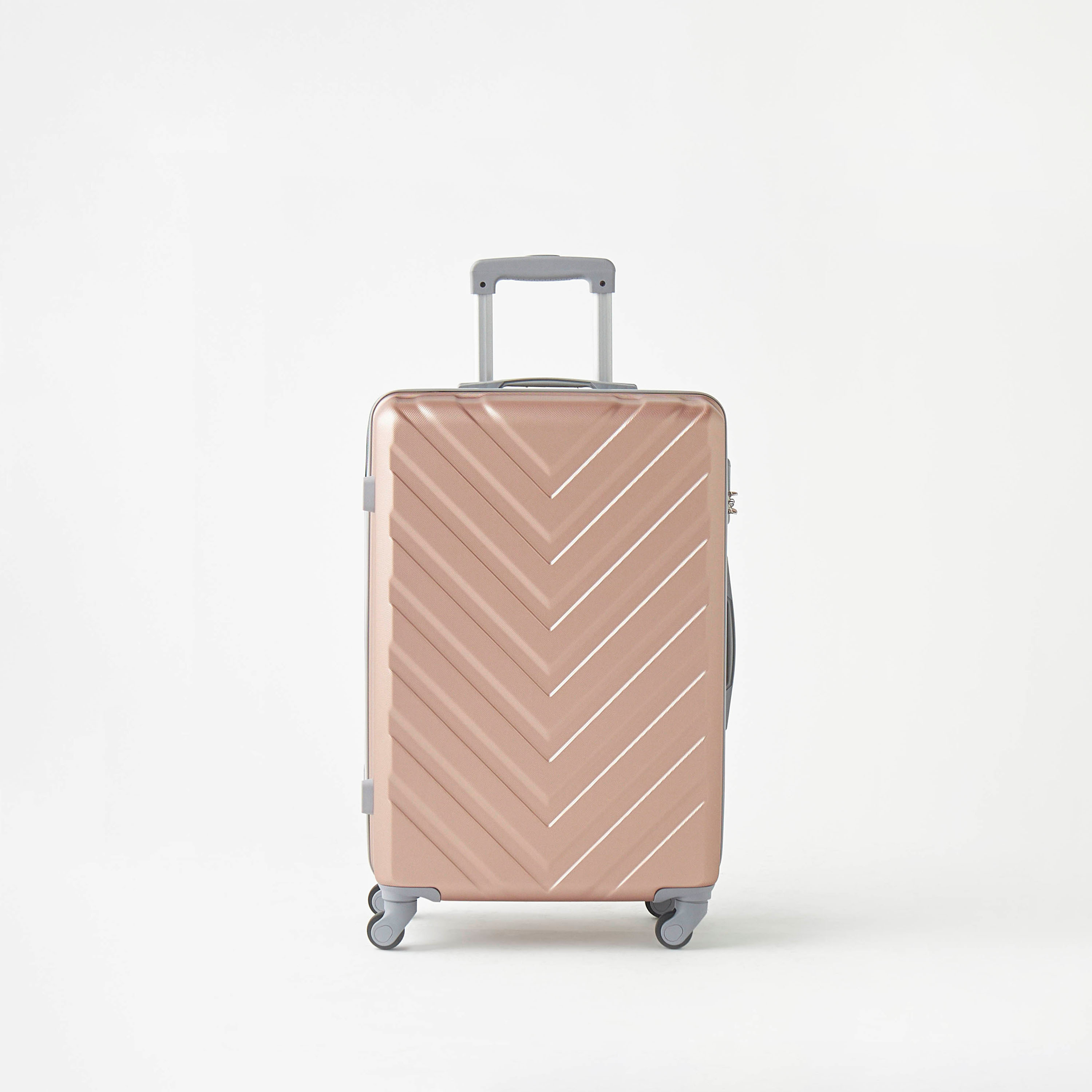 Shop Textured Hardcase Trolley Bag with Wheels and Retractable Handle ...