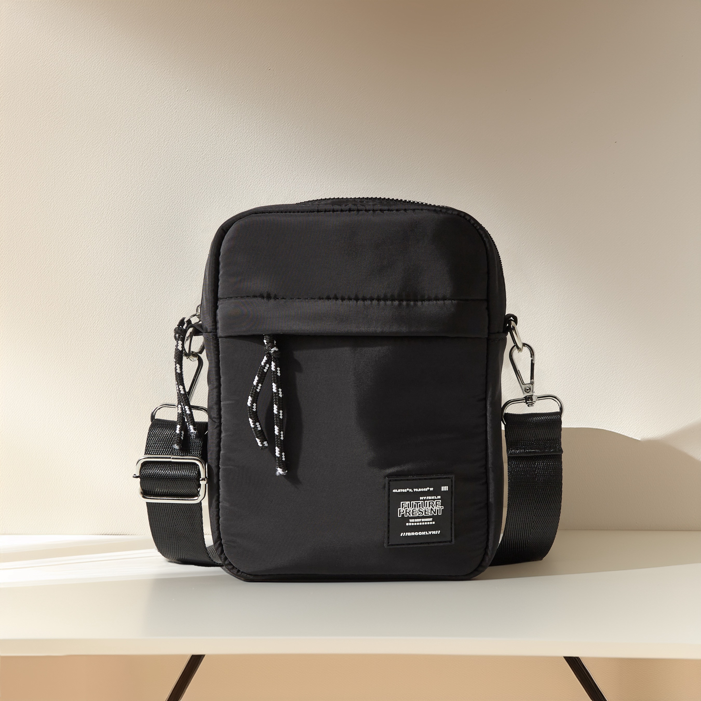 Shop Typography Applique Crossbody Bag with Adjustable Strap Online ...