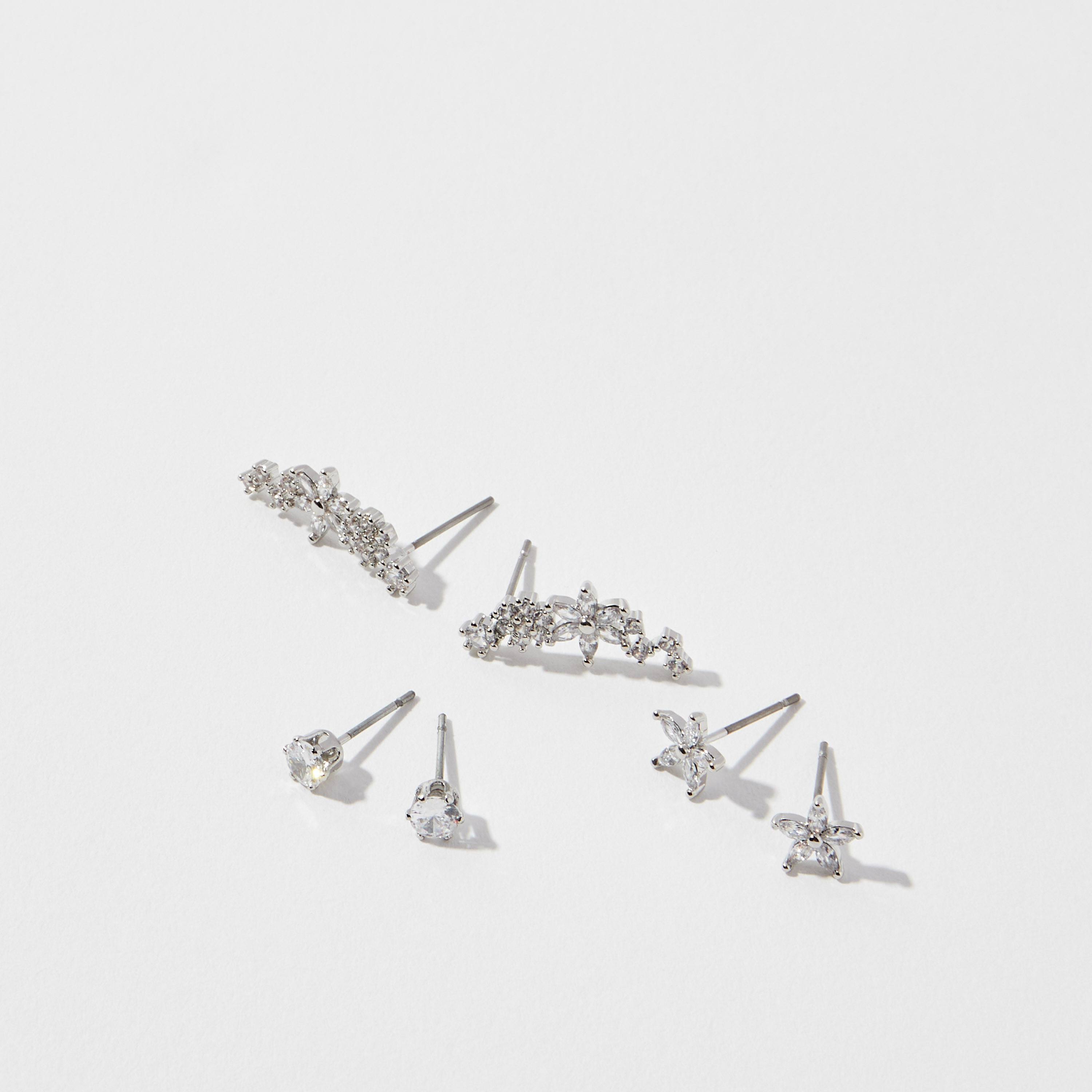 Shop Pack of 3 Embellished Earrings with Pushback Closure Online Max Oman