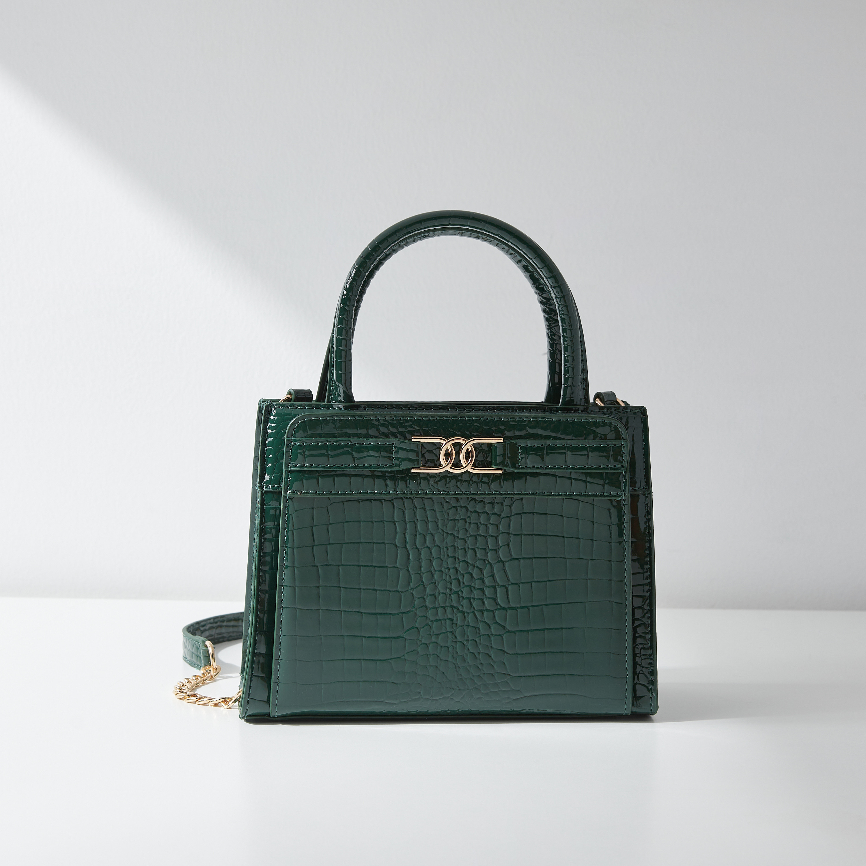 Shop Textured Tote Bag with Detachable Strap and Magnetic Button ...