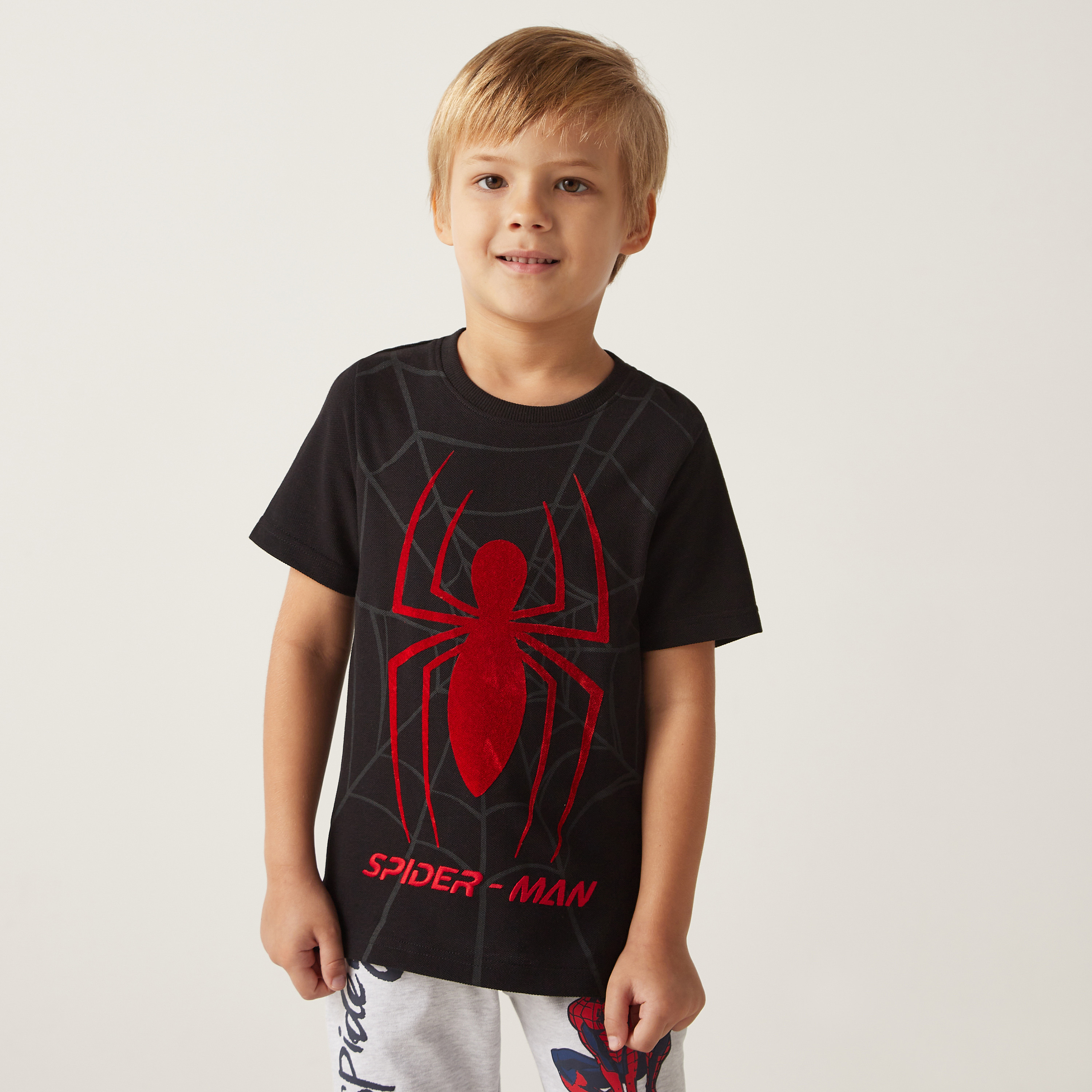Shop Spider-Man Flock Print T-shirt Online | Max KSA