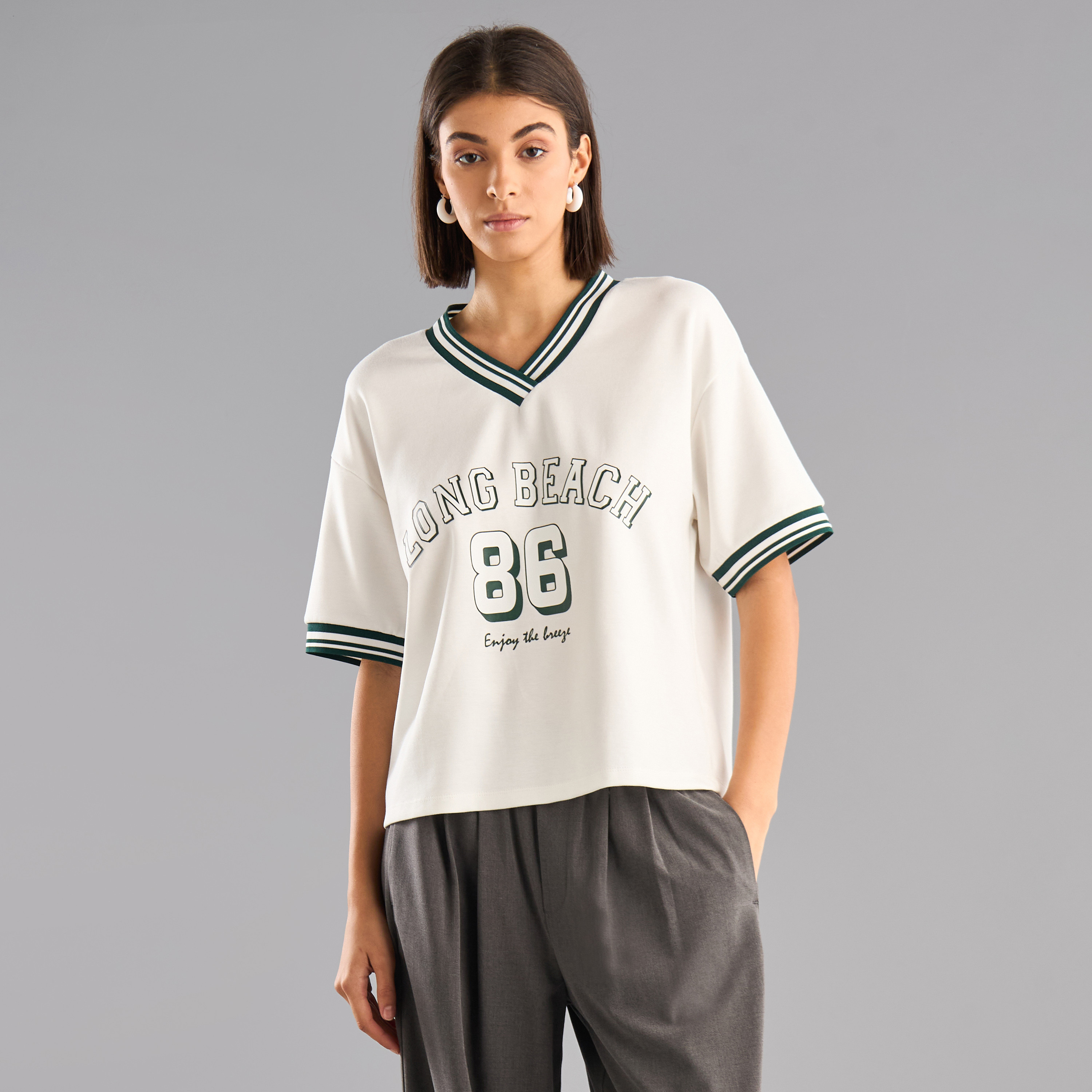 Shop Varsity Print T-shirt Online | Max Kuwait