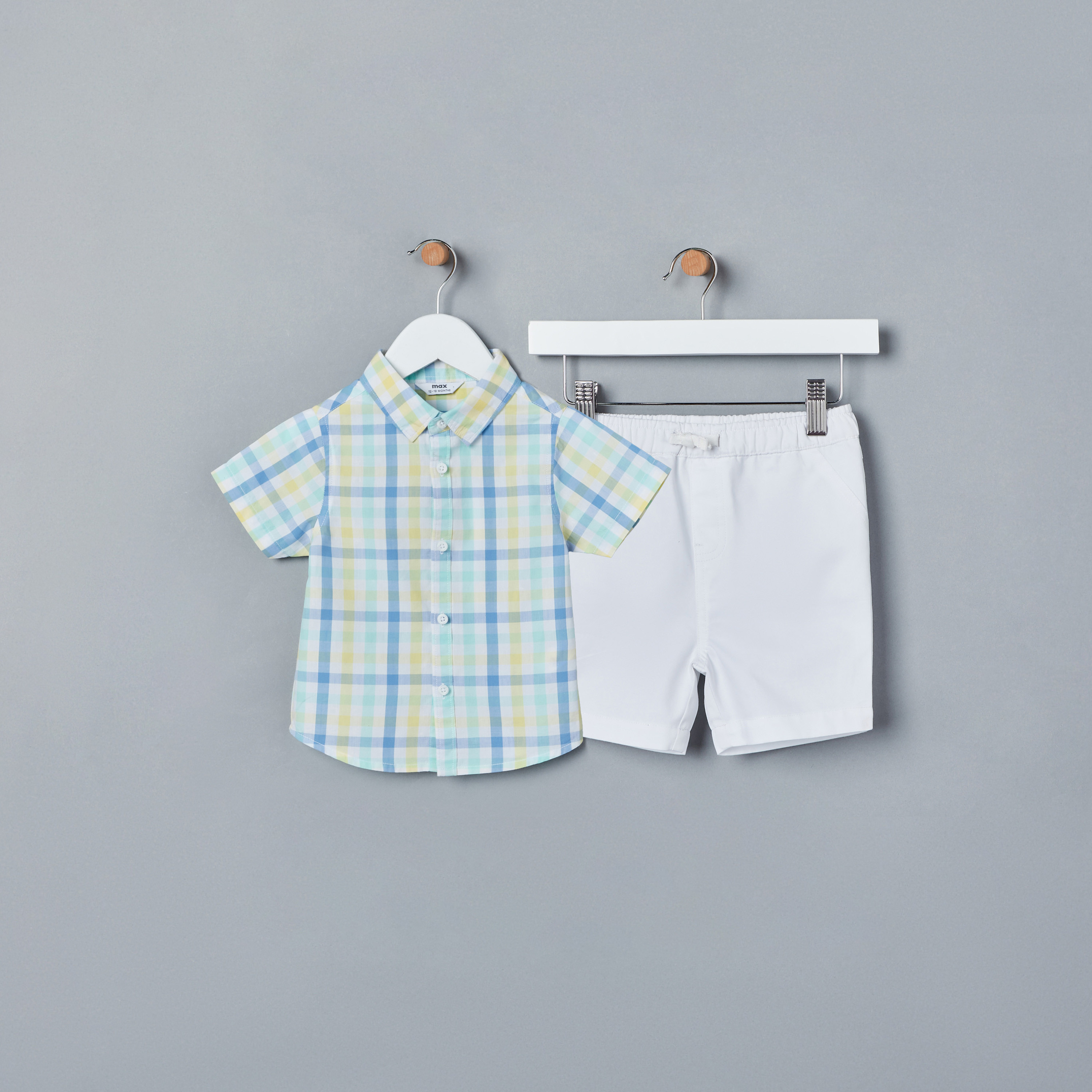 Shop Checked Shirt and Shorts Set Online | Max Oman