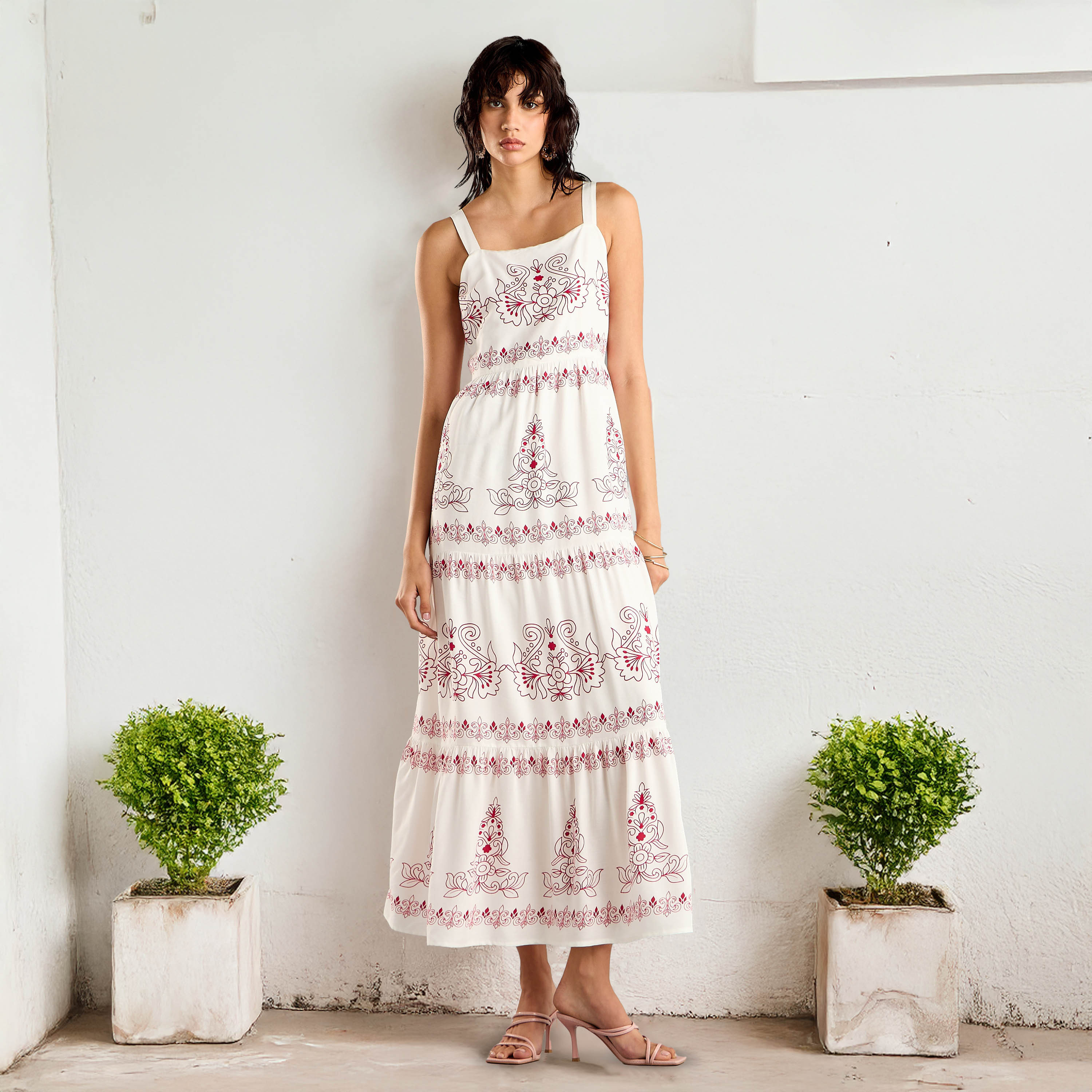 Shop Printed Strappy Maxi Dress Online | Max Bahrain