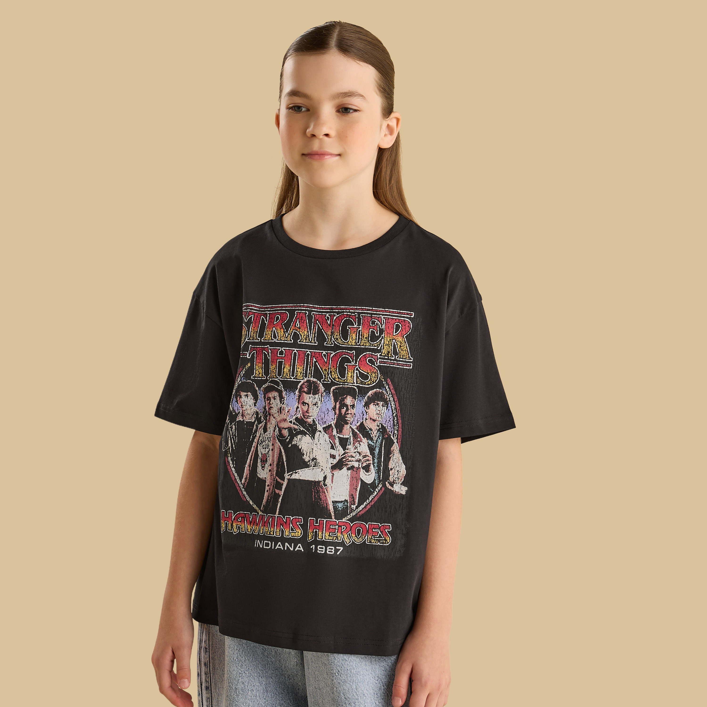 Shop Stranger Things Print Oversized T-shirt Online | Max UAE