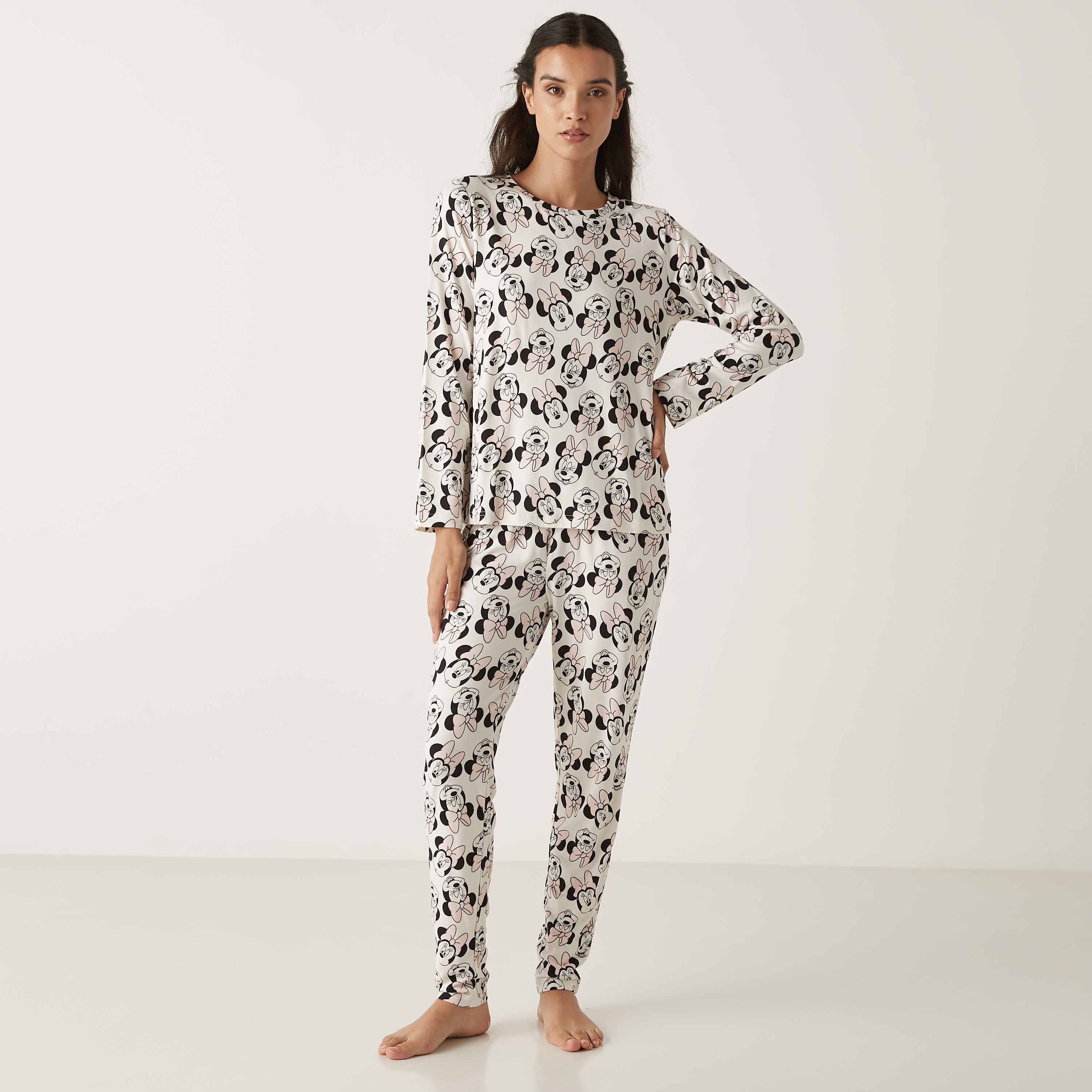 Shop All-Over Minnie Mouse Print T-shirt and Pyjama Set Online | Max Egypt