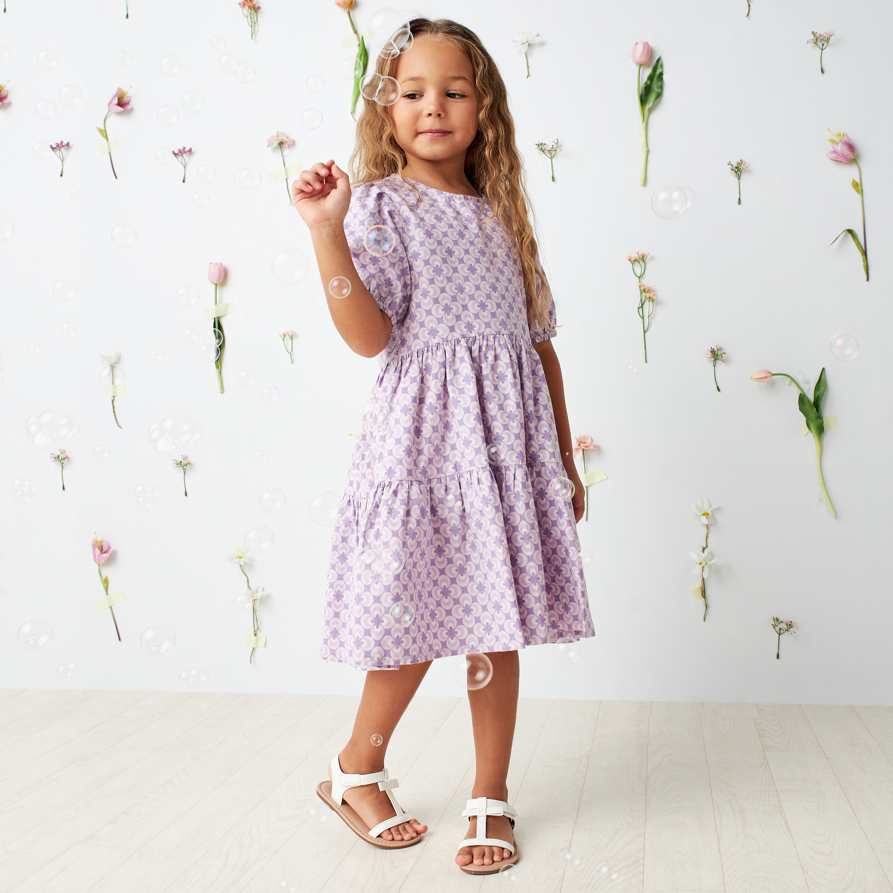 Shop All-Over Floral Print Tiered Dress Online | Max Oman