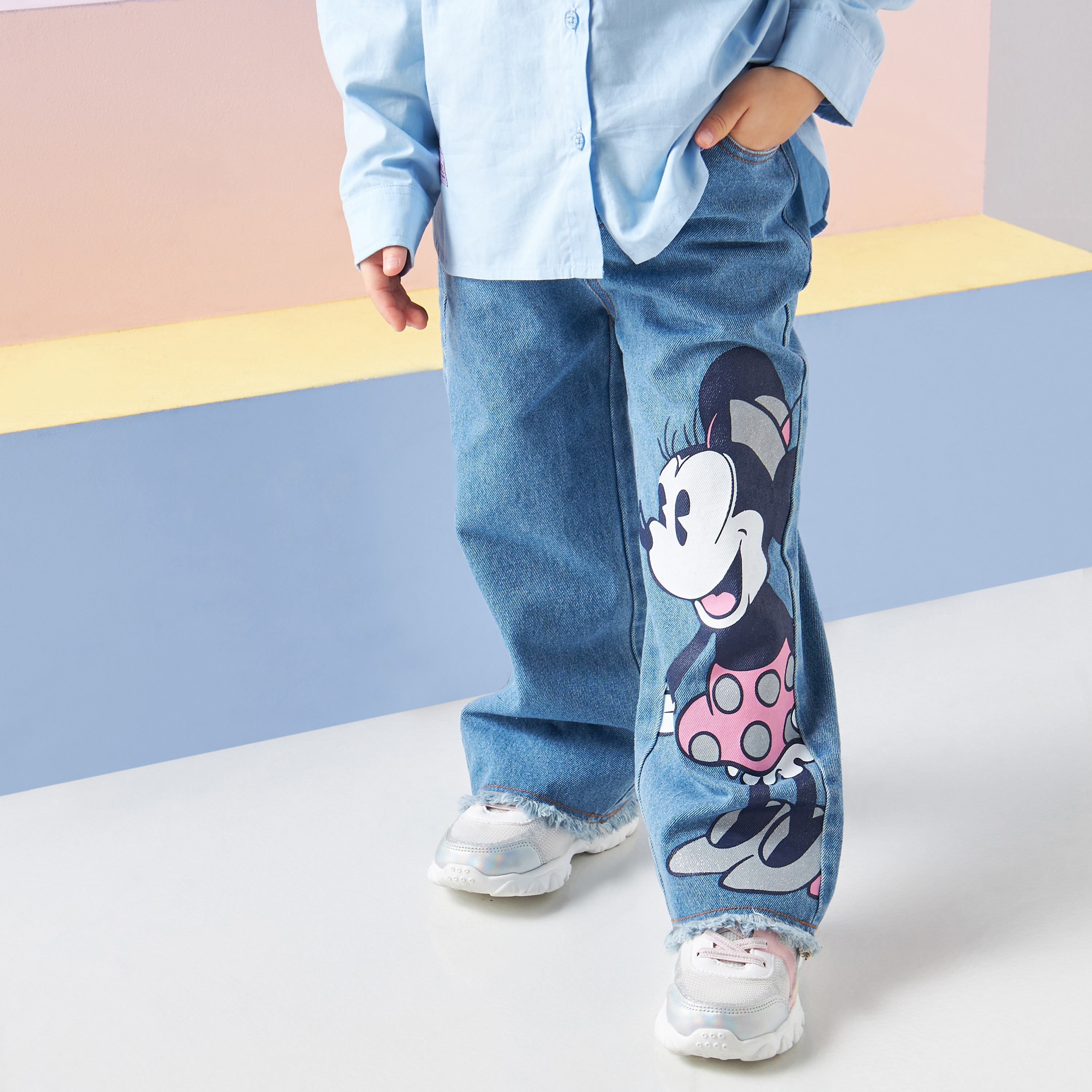 Shop Minnie Mouse Print Wide Leg Jeans Online | Max Egypt