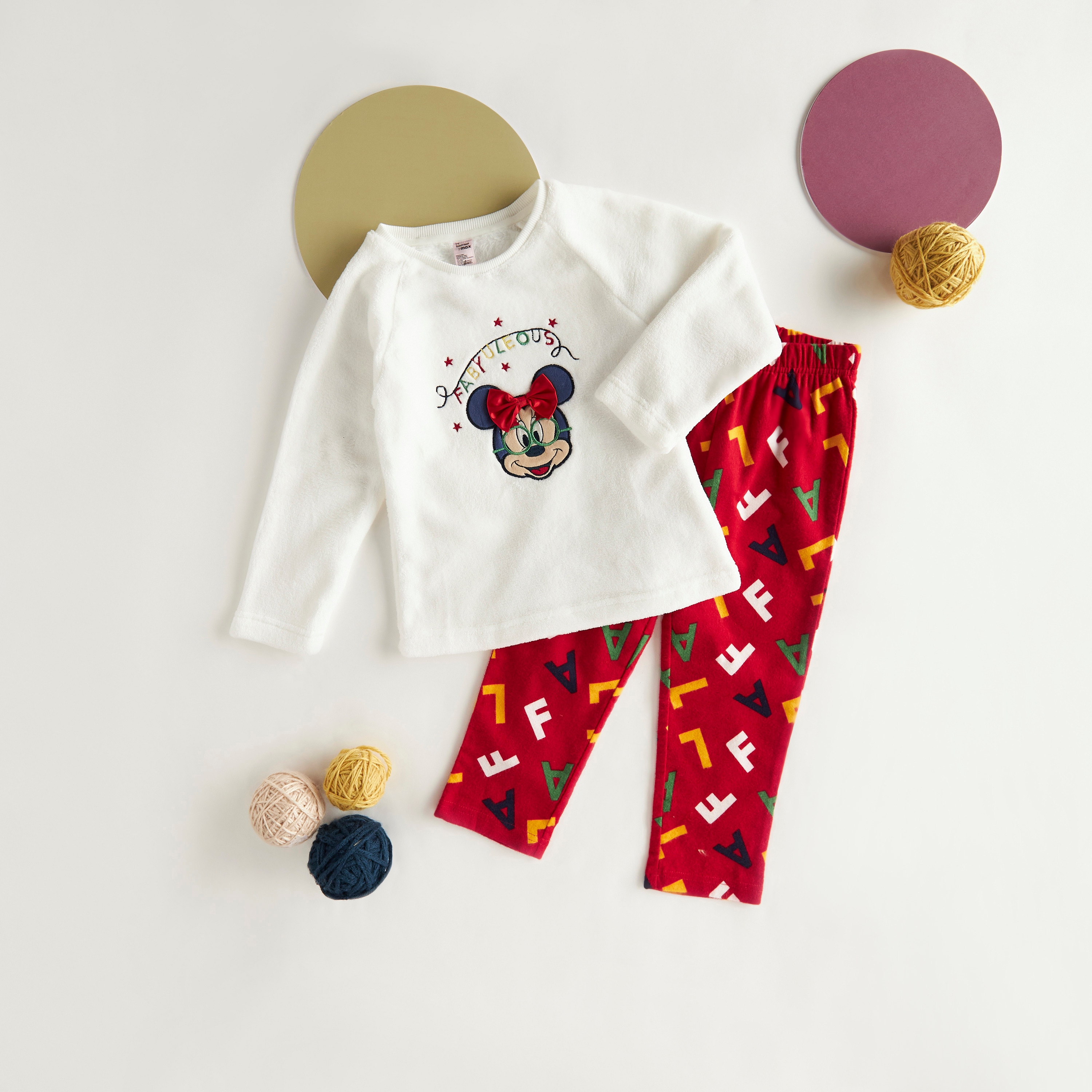 Shop Minnie Mouse Applique Detail Top and Pyjama Set Online | Max Egypt