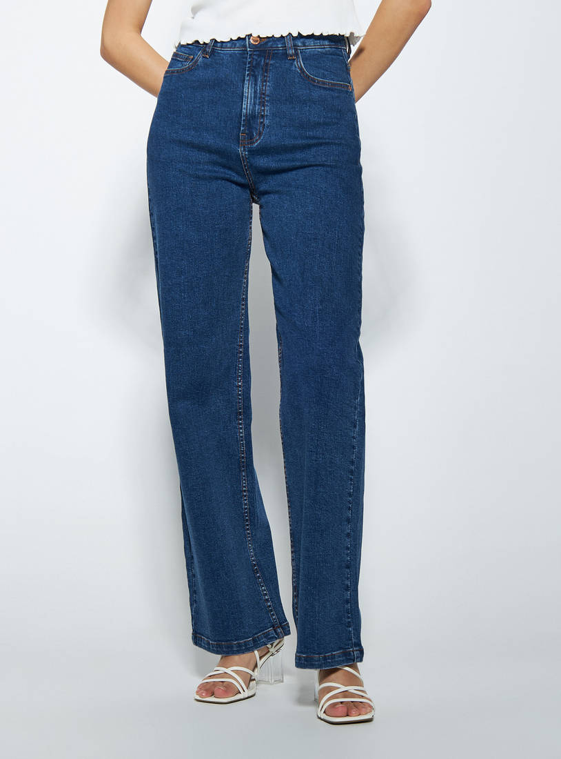 Shop Plain Wide Leg Jeans Online Max Uae