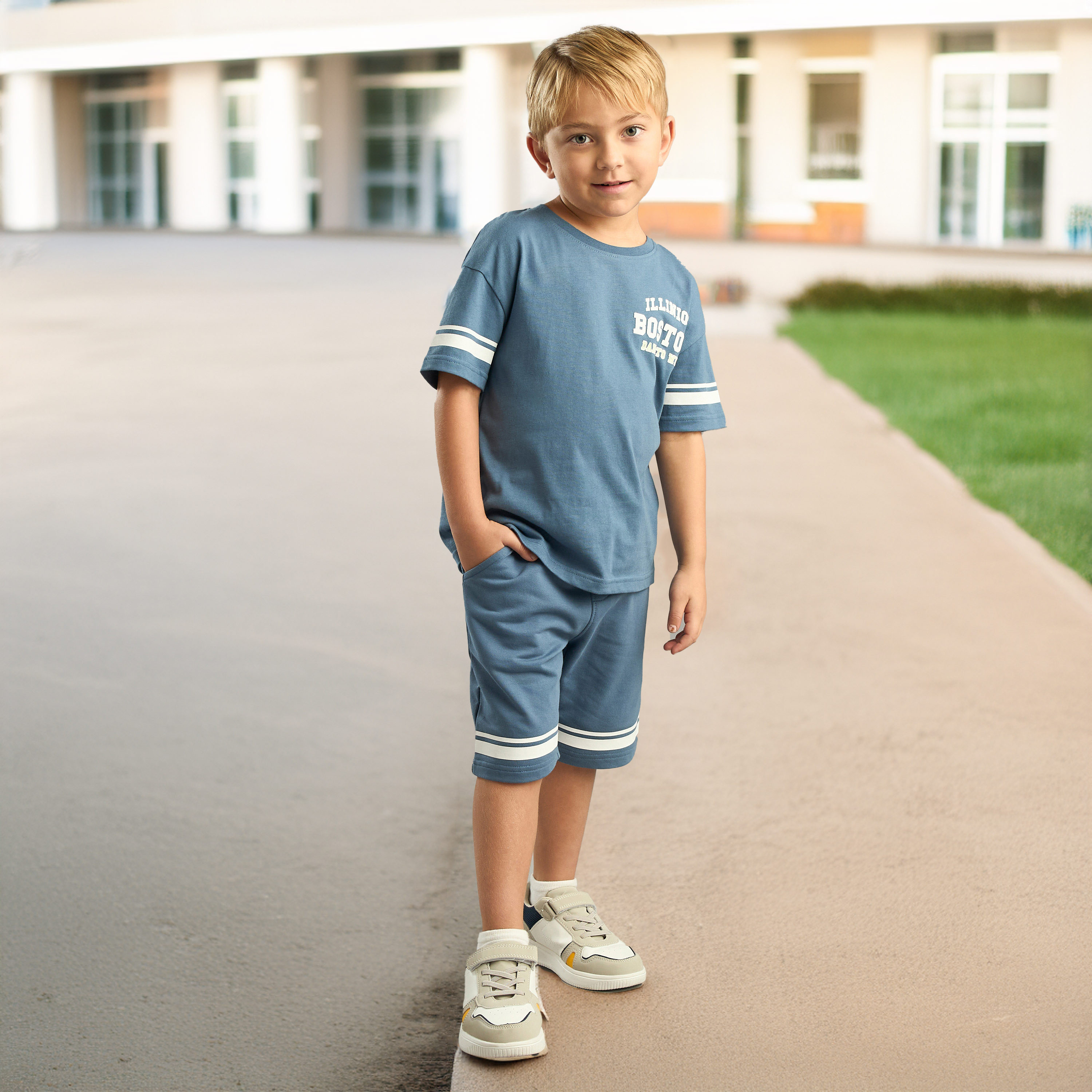 Shop Varsity Print T-shirt and Shorts Set Online | Max Kuwait