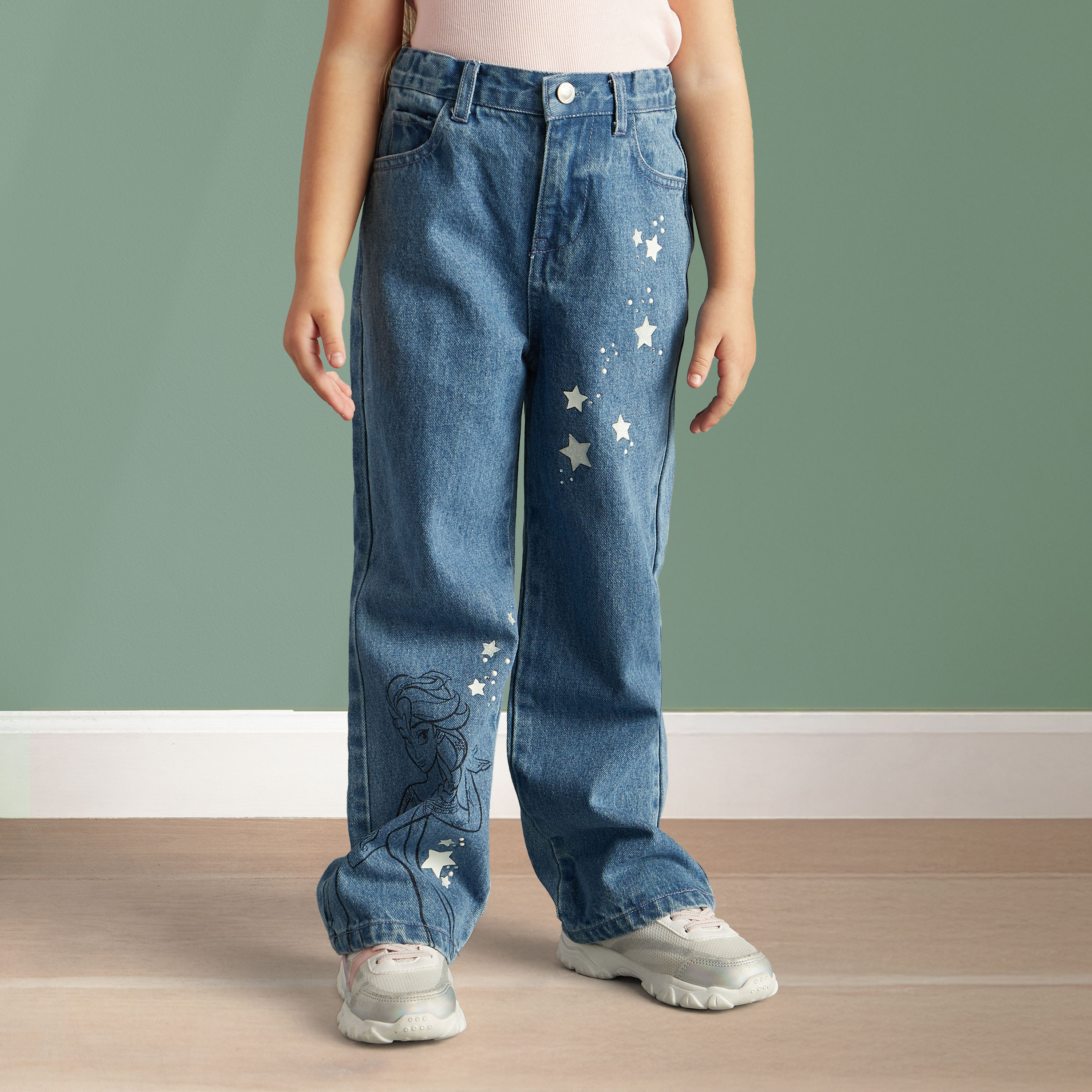 Shop Frozen Print Wide Leg Jeans Online | Max KSA