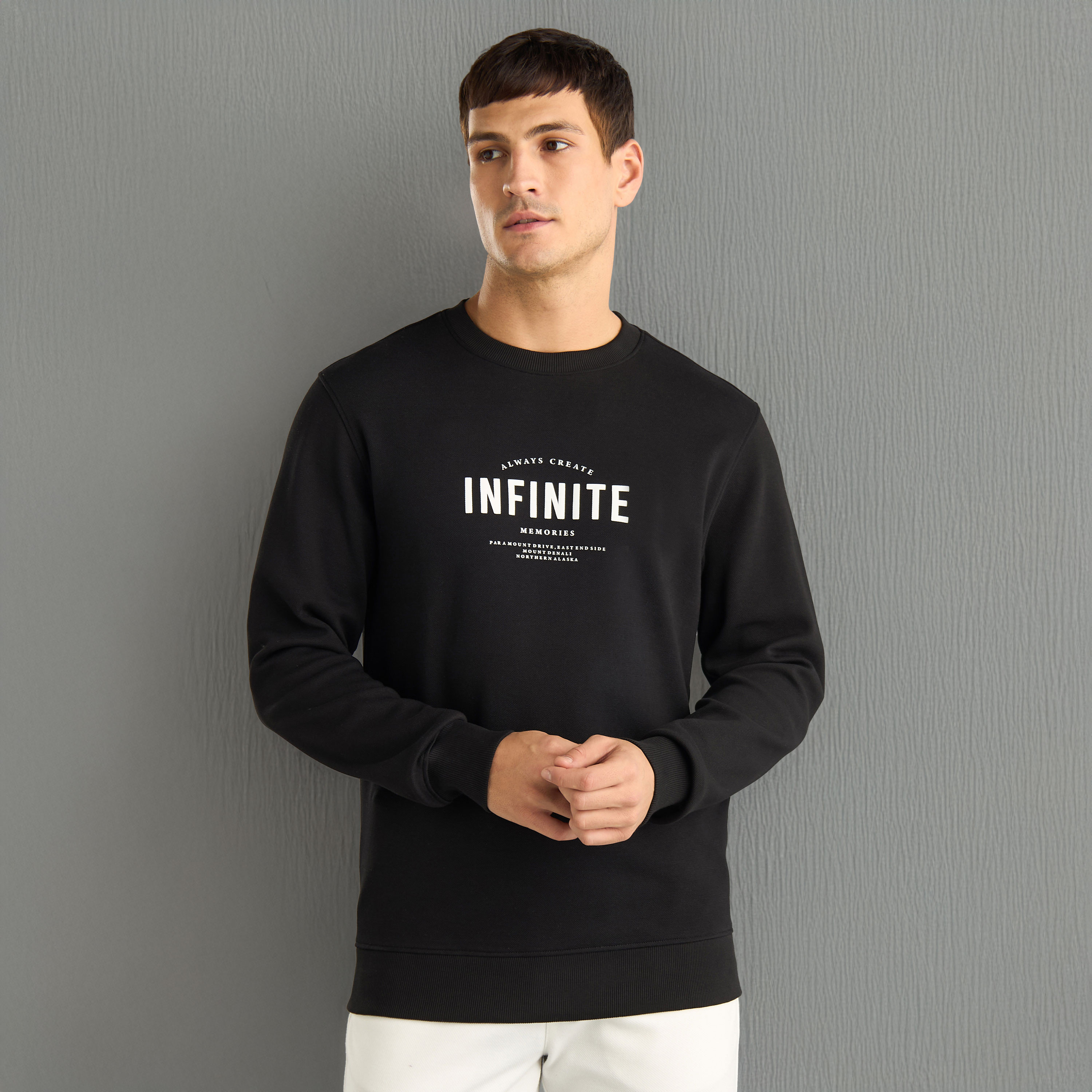 Shop Typographic Print Sweatshirt Online | Max Kuwait
