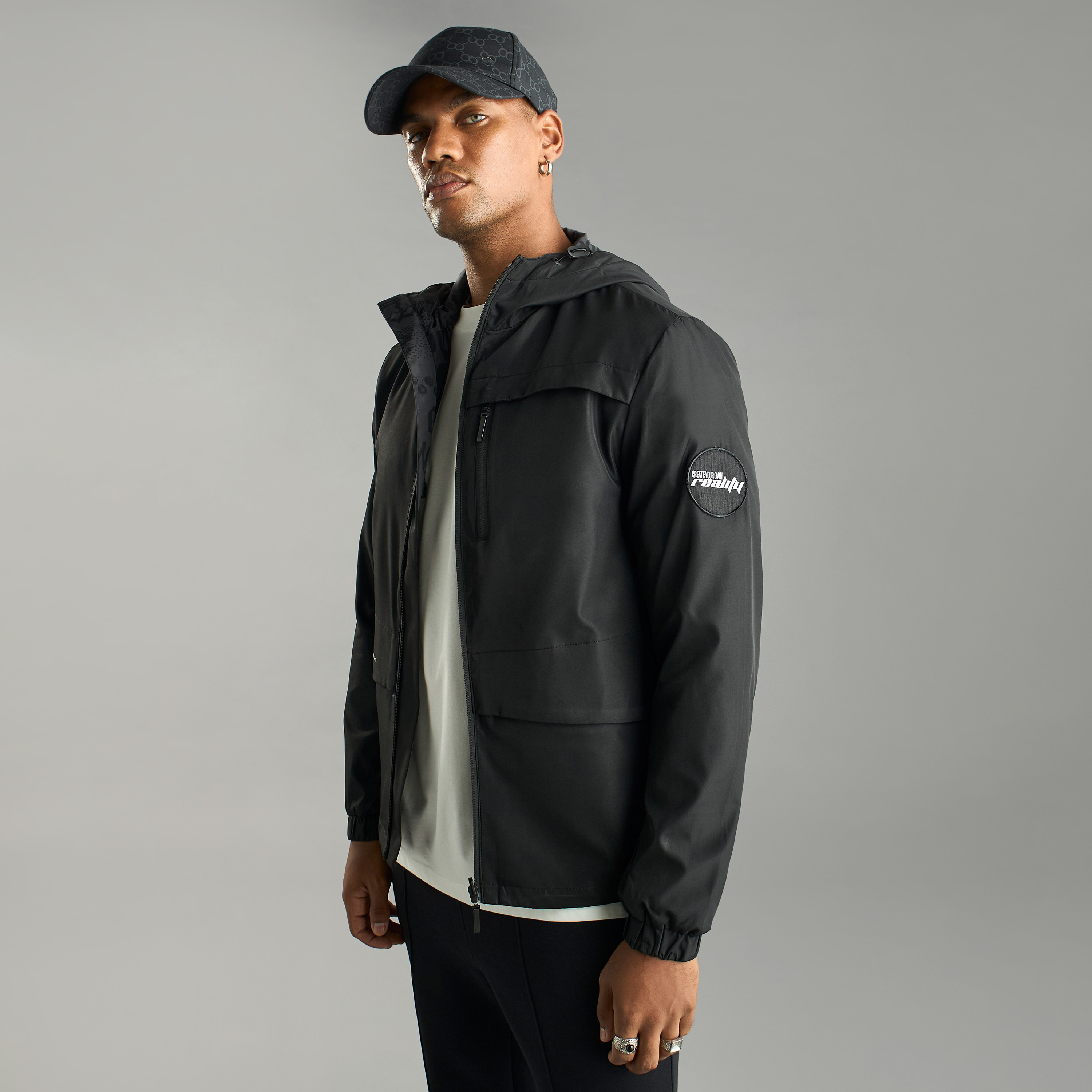 Shop Slogan Graphic Print Reversible Hooded Jacket Online | Max KSA