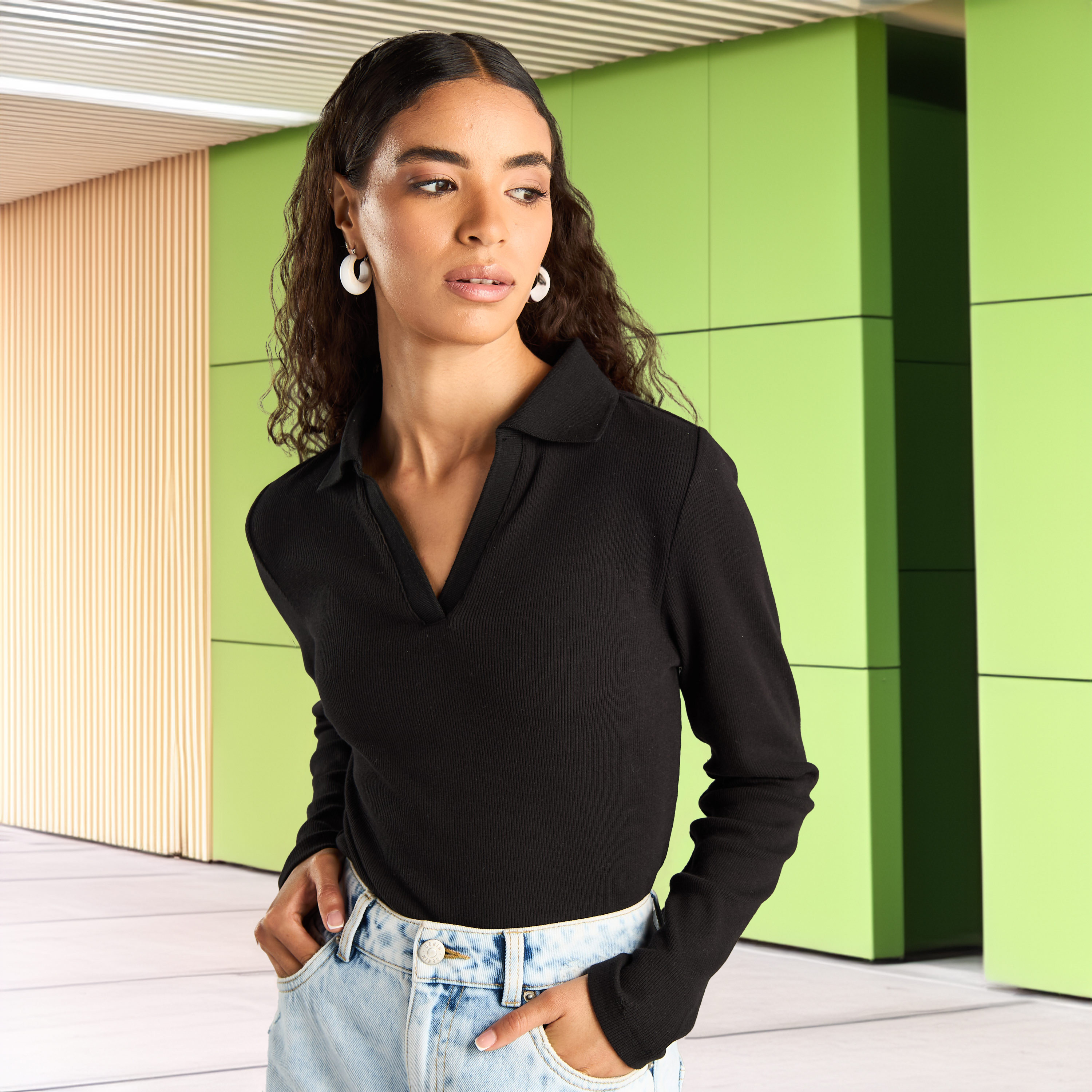 Shop Ribbed Polo T-Shirt Online | Max UAE