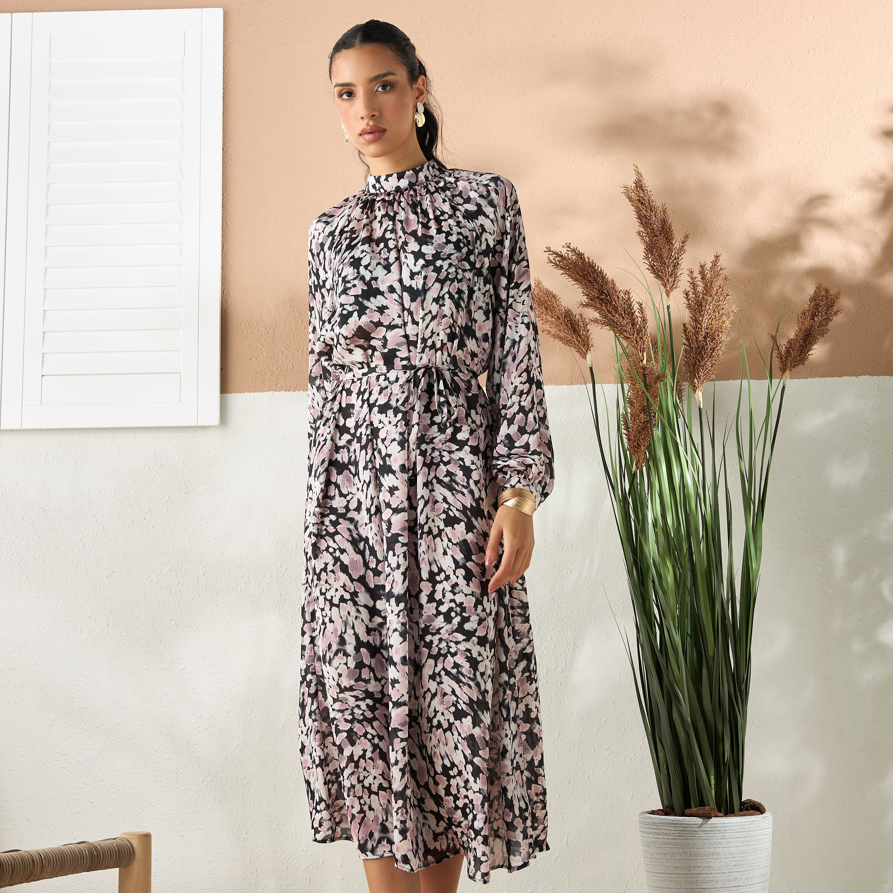 Shop All-Over Print High Neck Dress Online | Max Oman