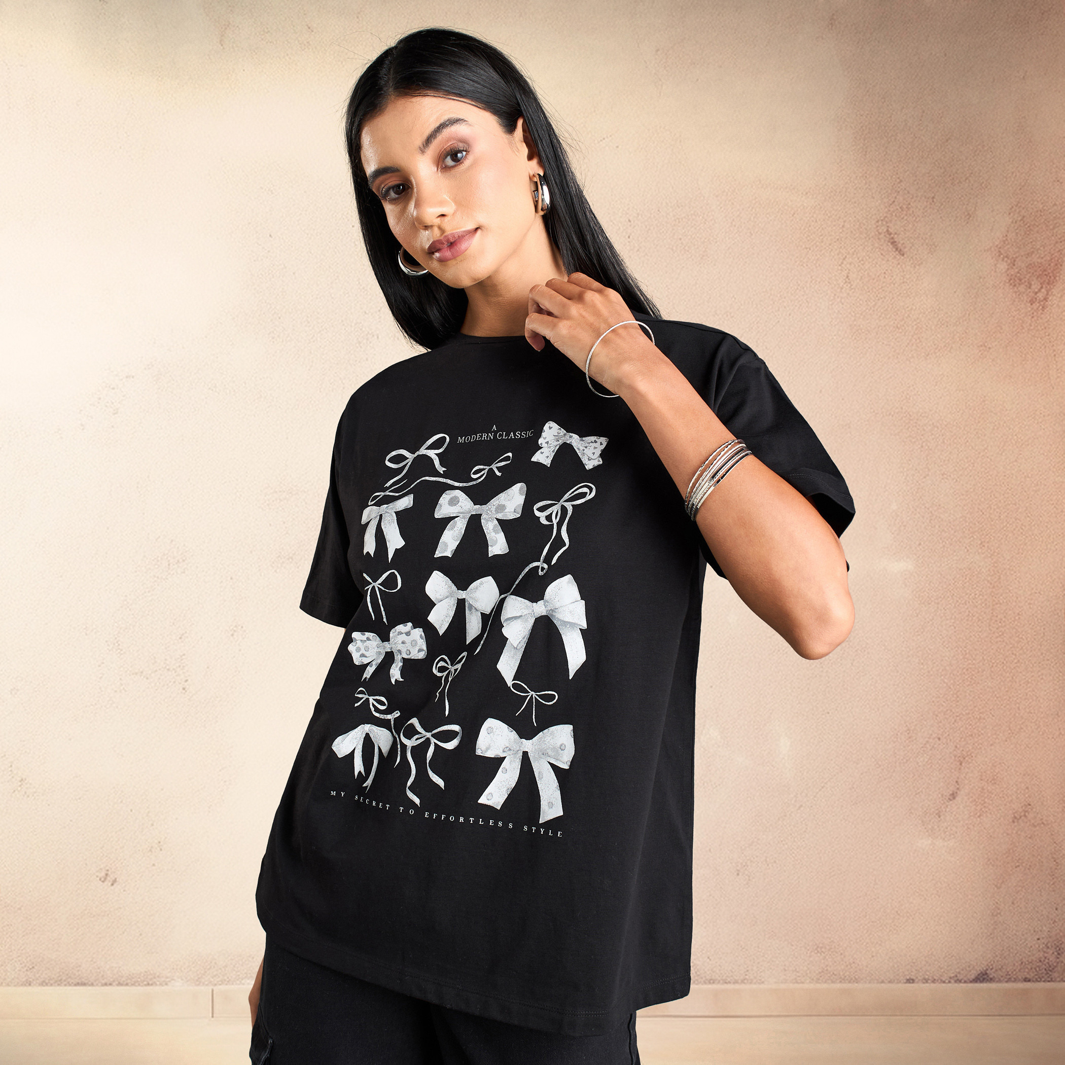 Shop Bow Print T-shirt Online | Max Qatar