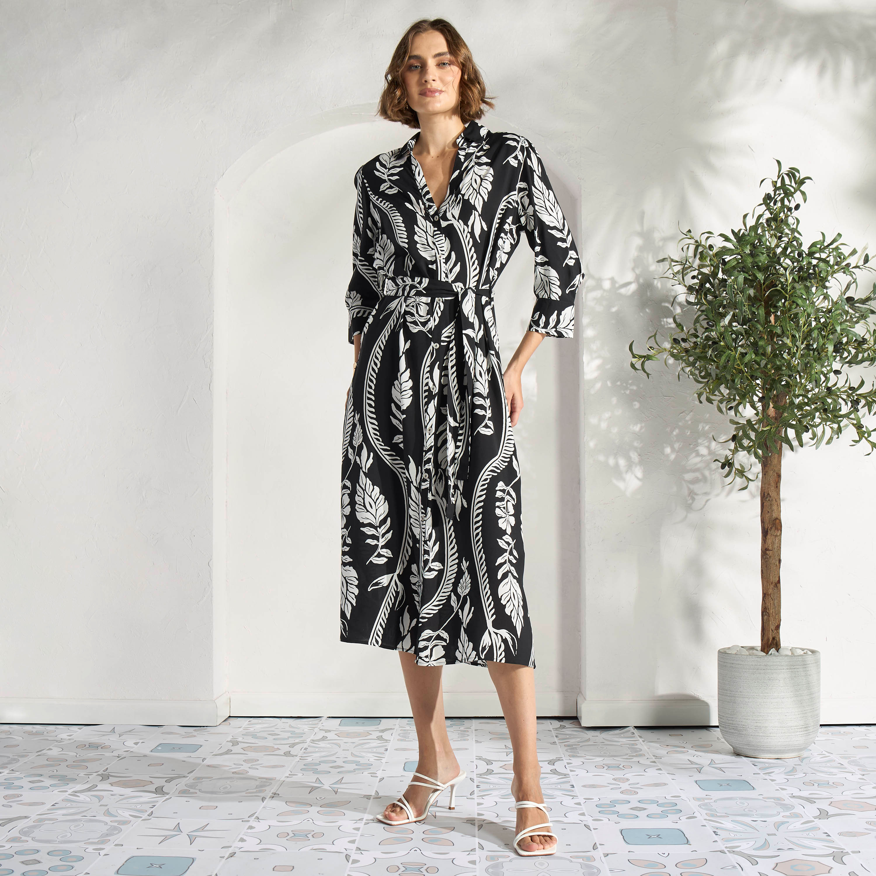 Shop All-Over Floral Print Viscose Shirt Dress Online | Max Oman