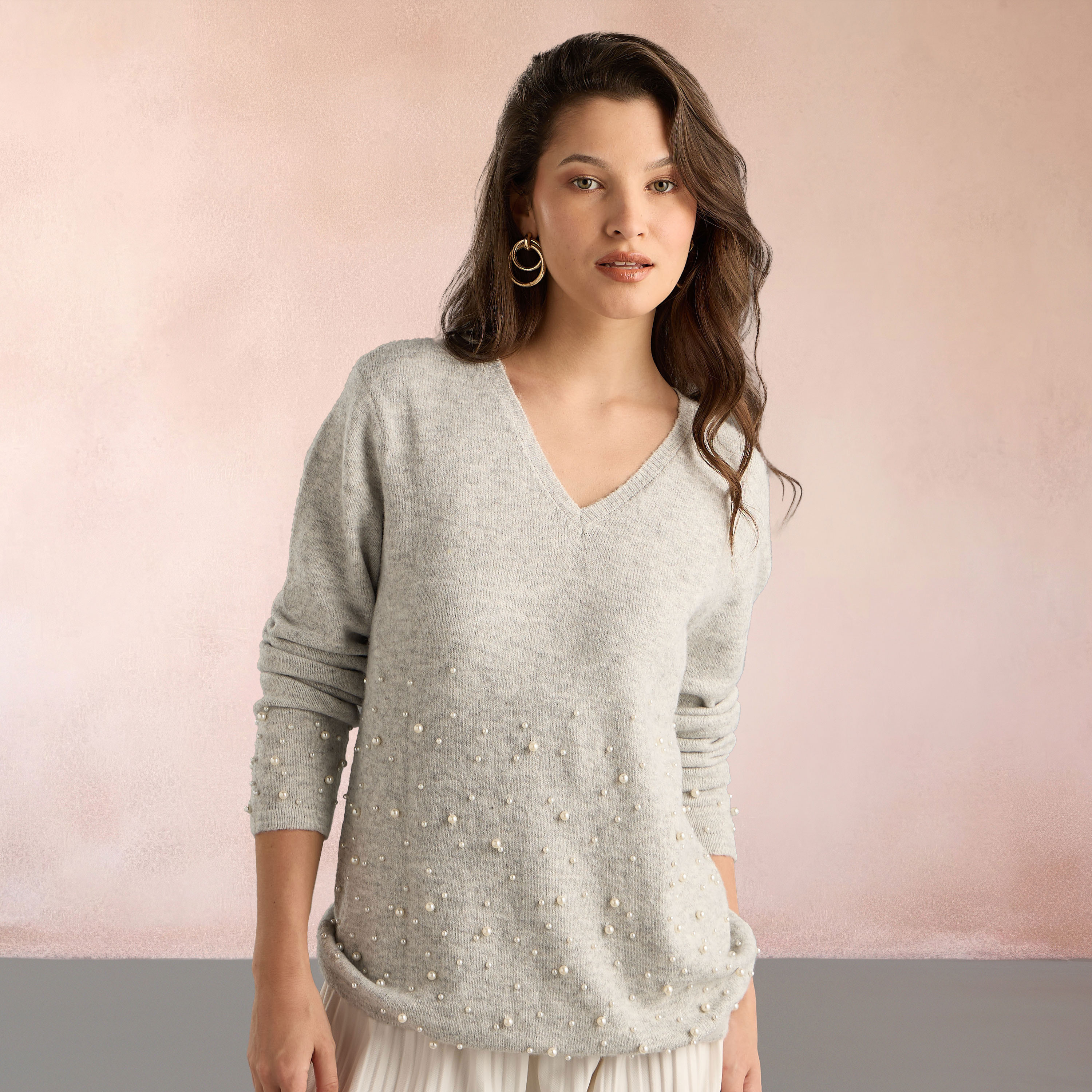 Shop Embellished V-neck Jumper Online | Max KSA