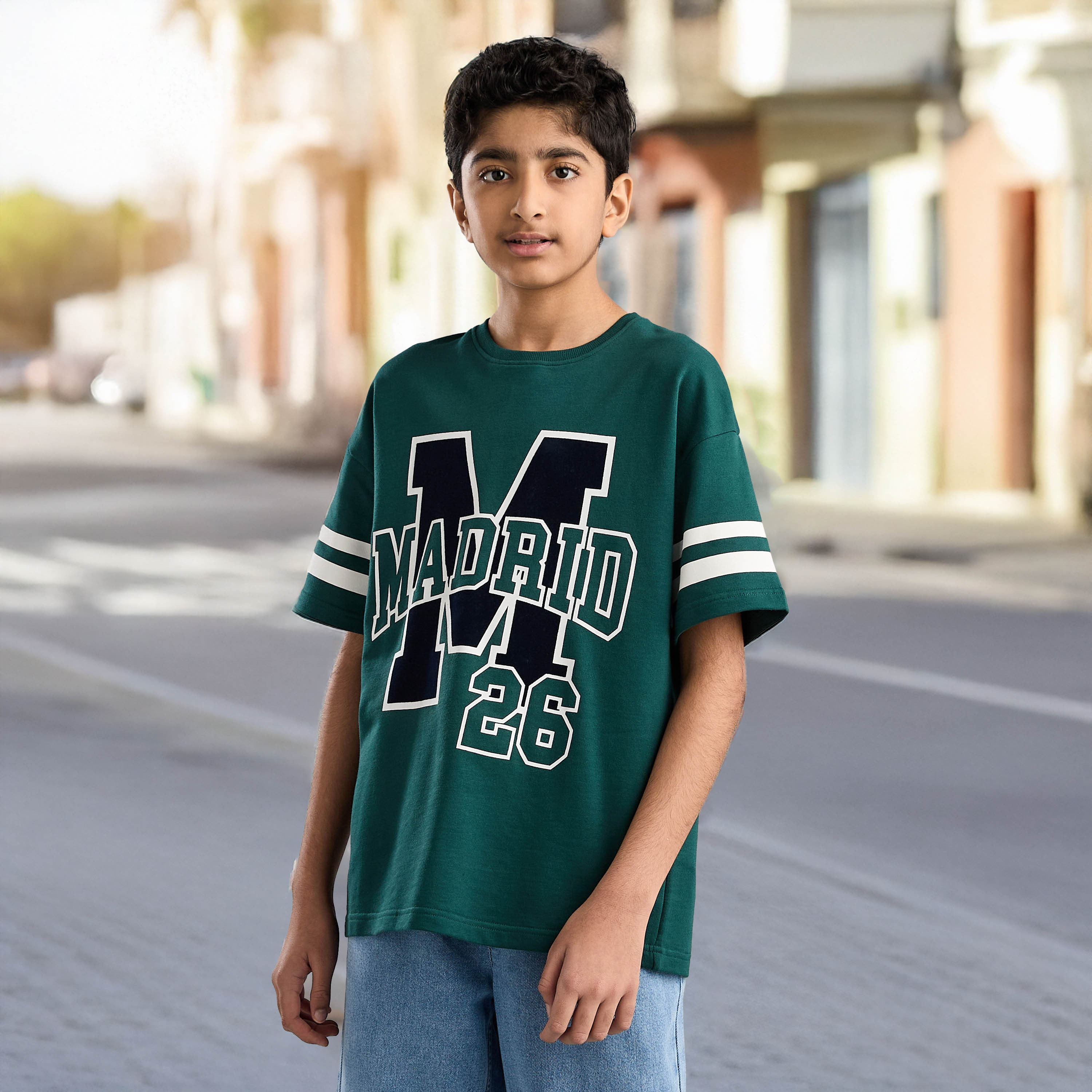 Shop Flock Print Varsity T-shirt Online | Max Kuwait