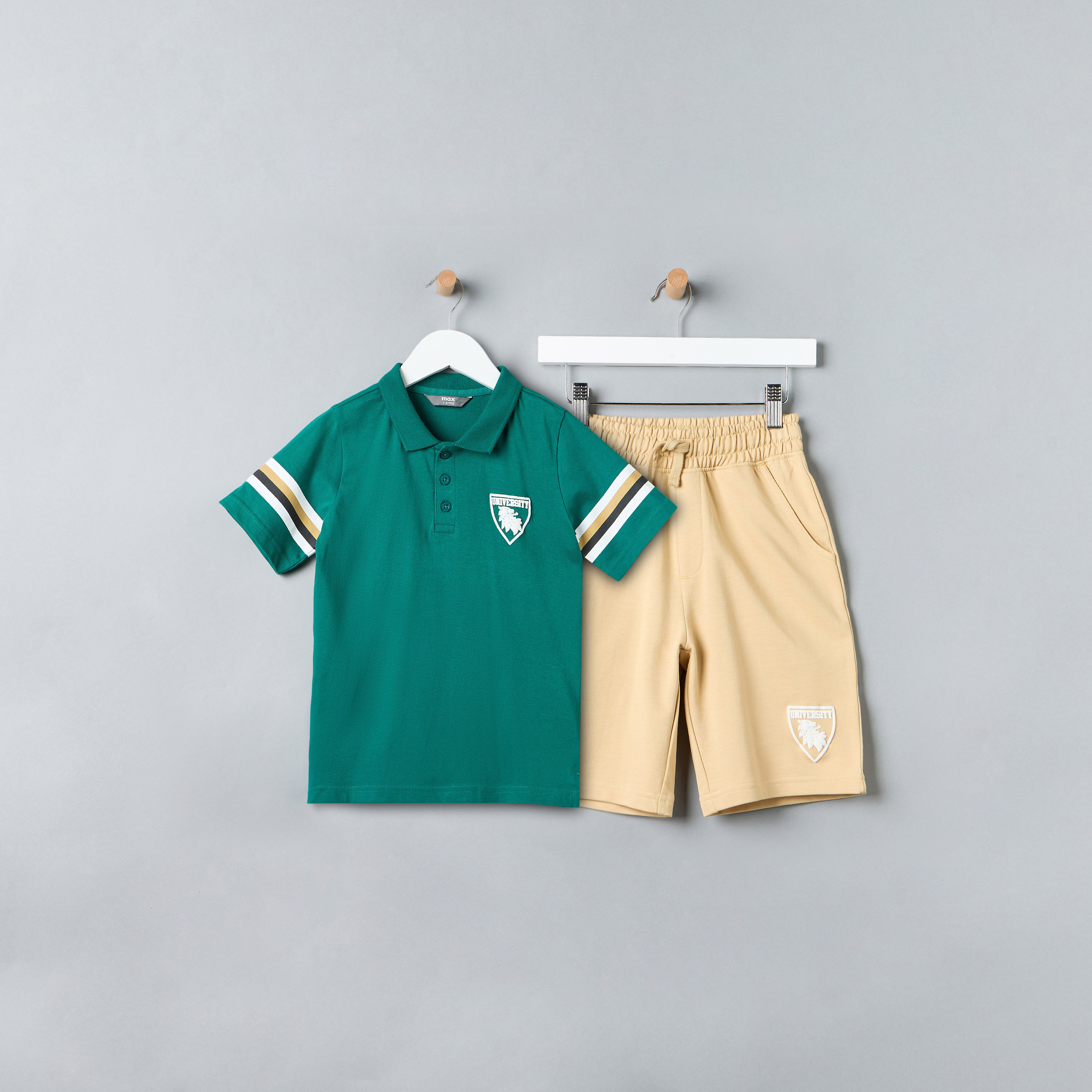 Shop Badge Accent Polo T-shirt and Shorts Set Online | Max KSA