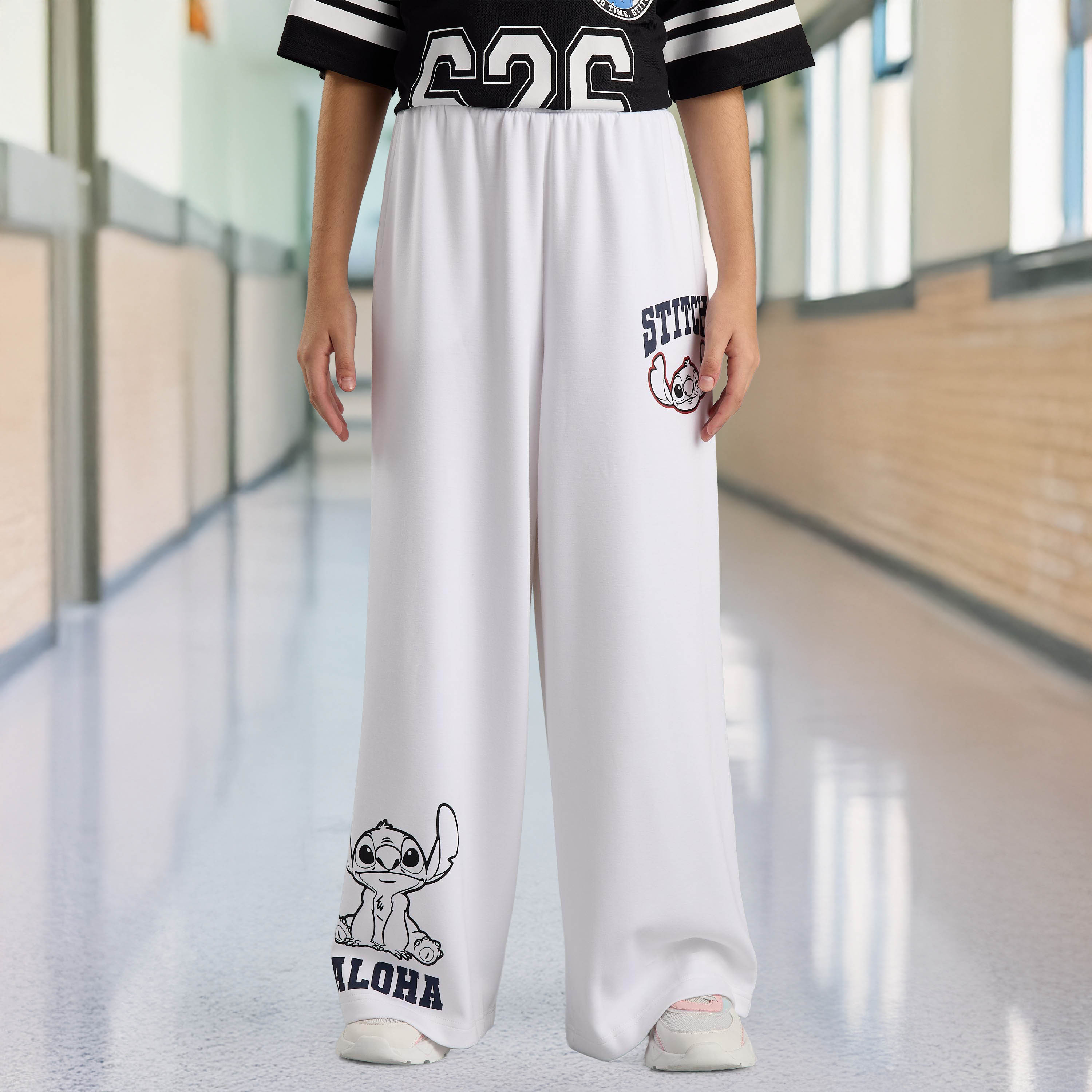 Shop Stitch Print Wide Leg Pants Online | Max Kuwait