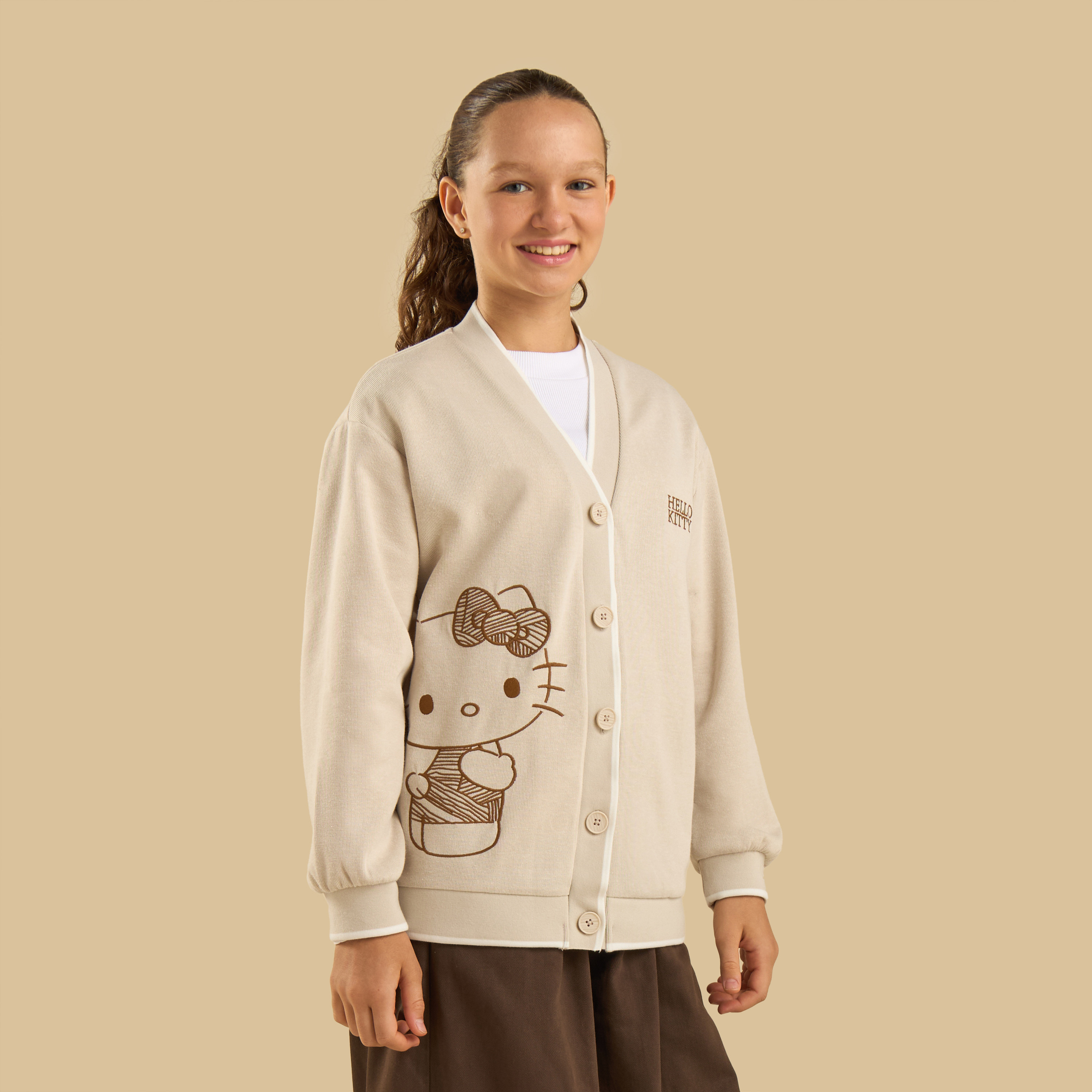 Shop Hello Kitty Embroidered Jacquard Cardigan Online | Max KSA