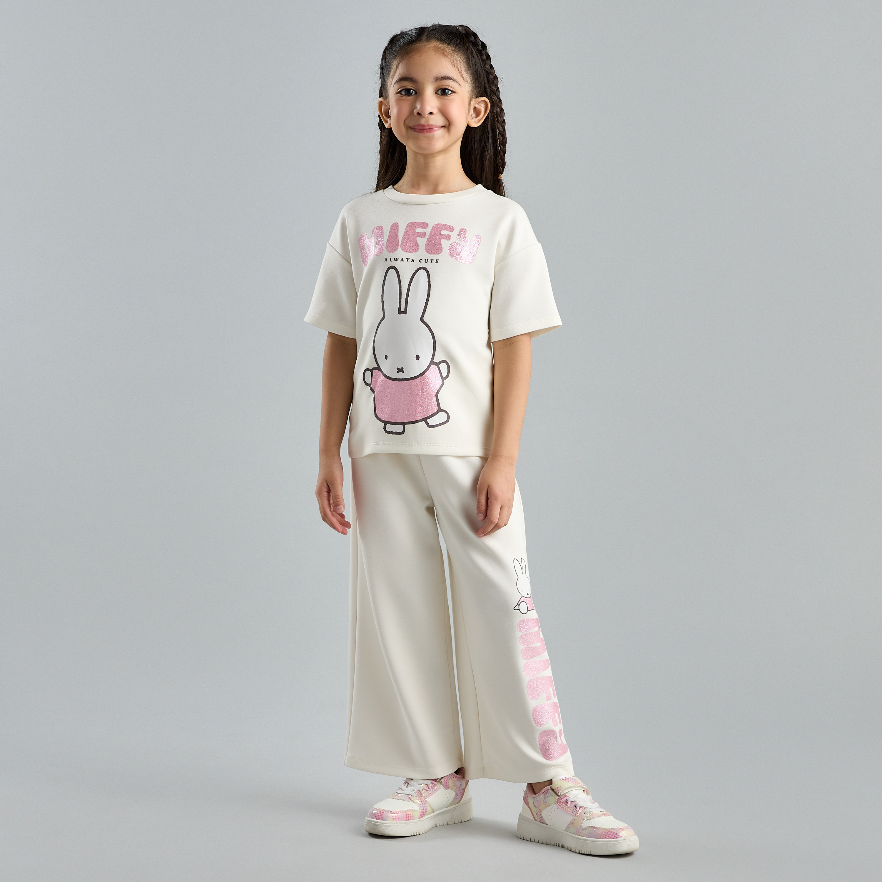Shop Miffy Print T-shirt and Wide Leg Pants Set Online | Max UAE