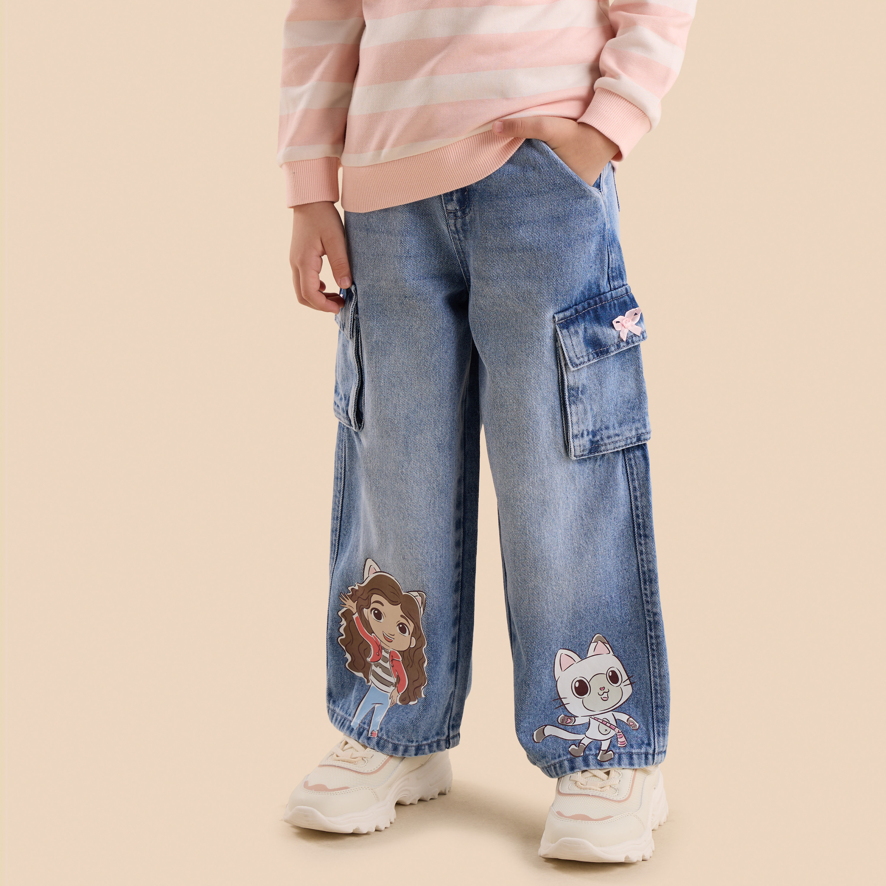 Shop Gabby's Dollhouse Print Utility Jeans Online | Max Qatar