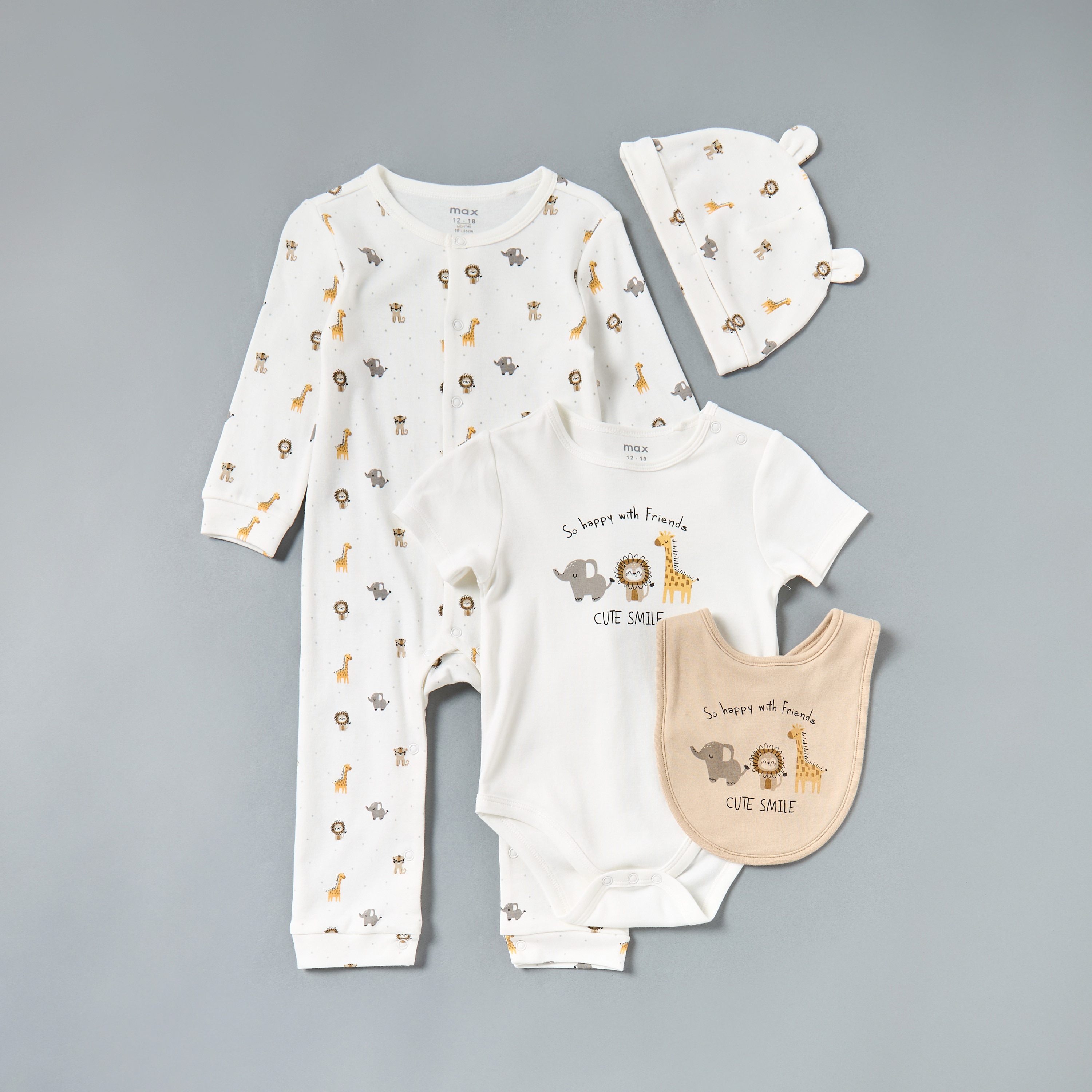 Shop Safari Print 4-Piece Cotton Clothing Set Online | Max KSA