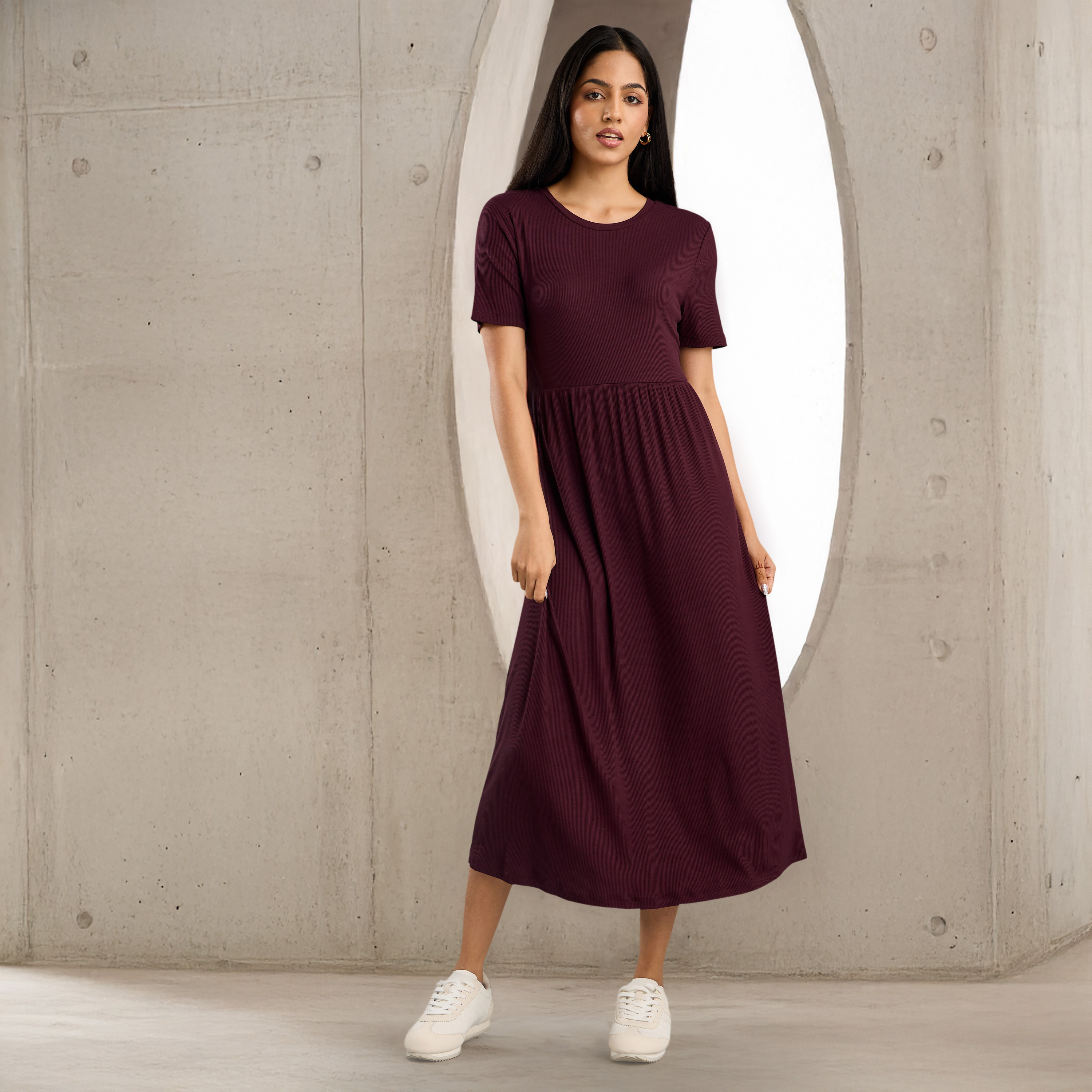 Shop Ribbed Midi Dress Online | Max UAE