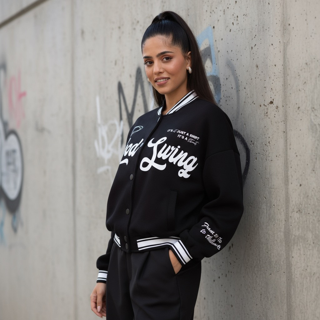 Shop Varsity Print Bomber Jacket Online | Max Kuwait