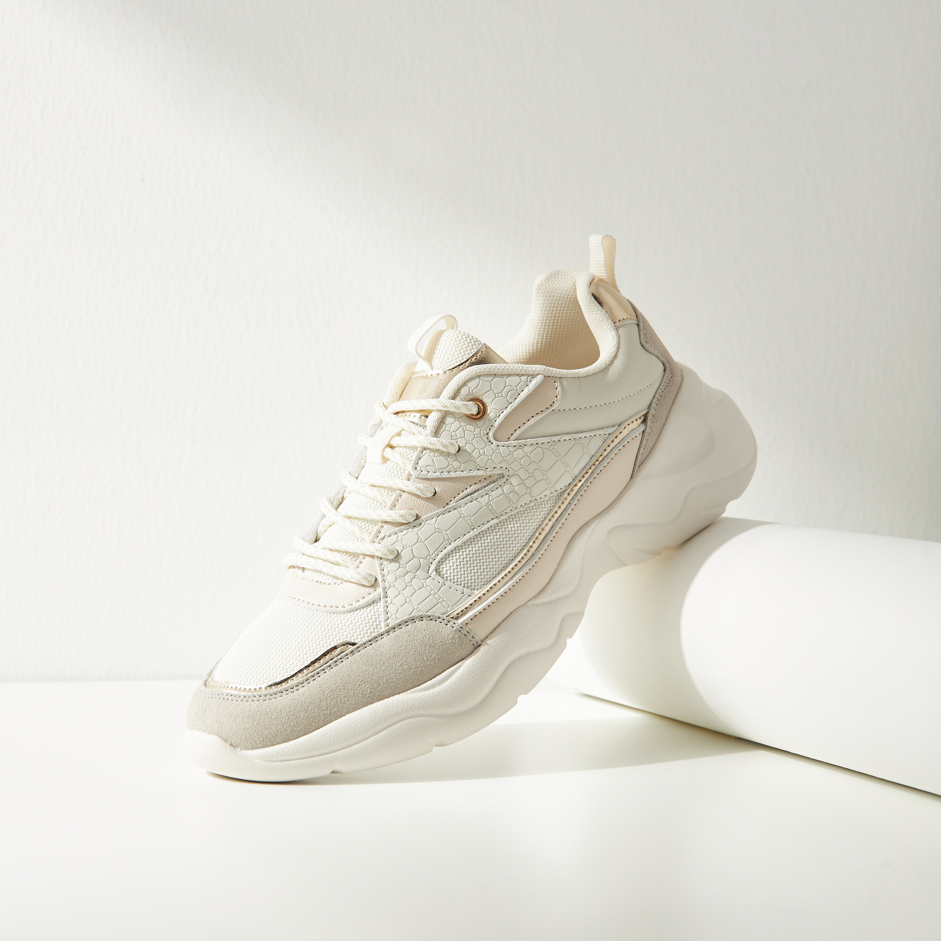 Shop Textured Sneakers with Lace-Up Closure Online | Max UAE